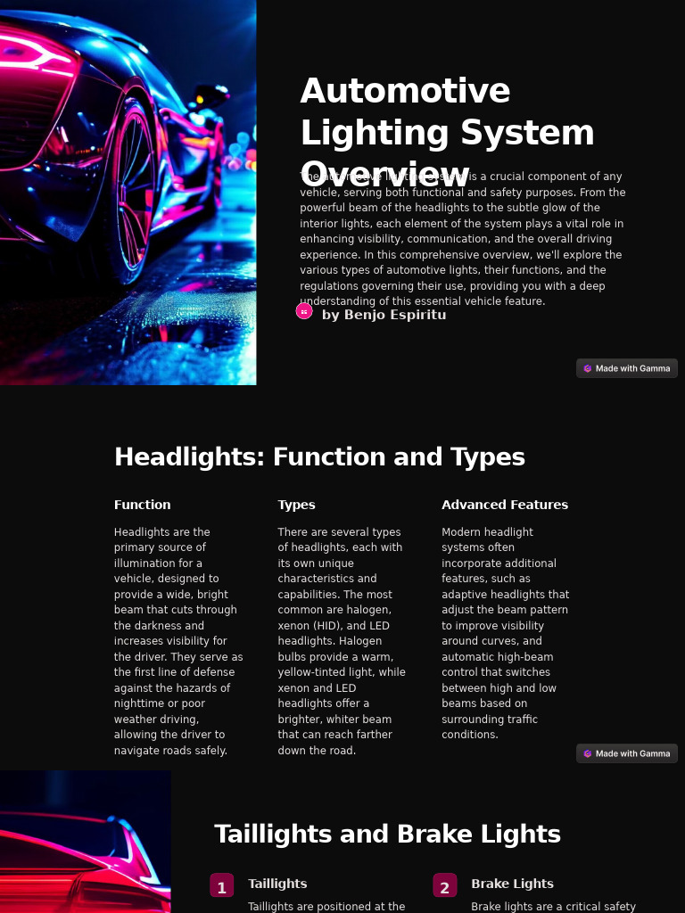 Automotive Lighting System Overview | PDF | Headlamp | Lighting