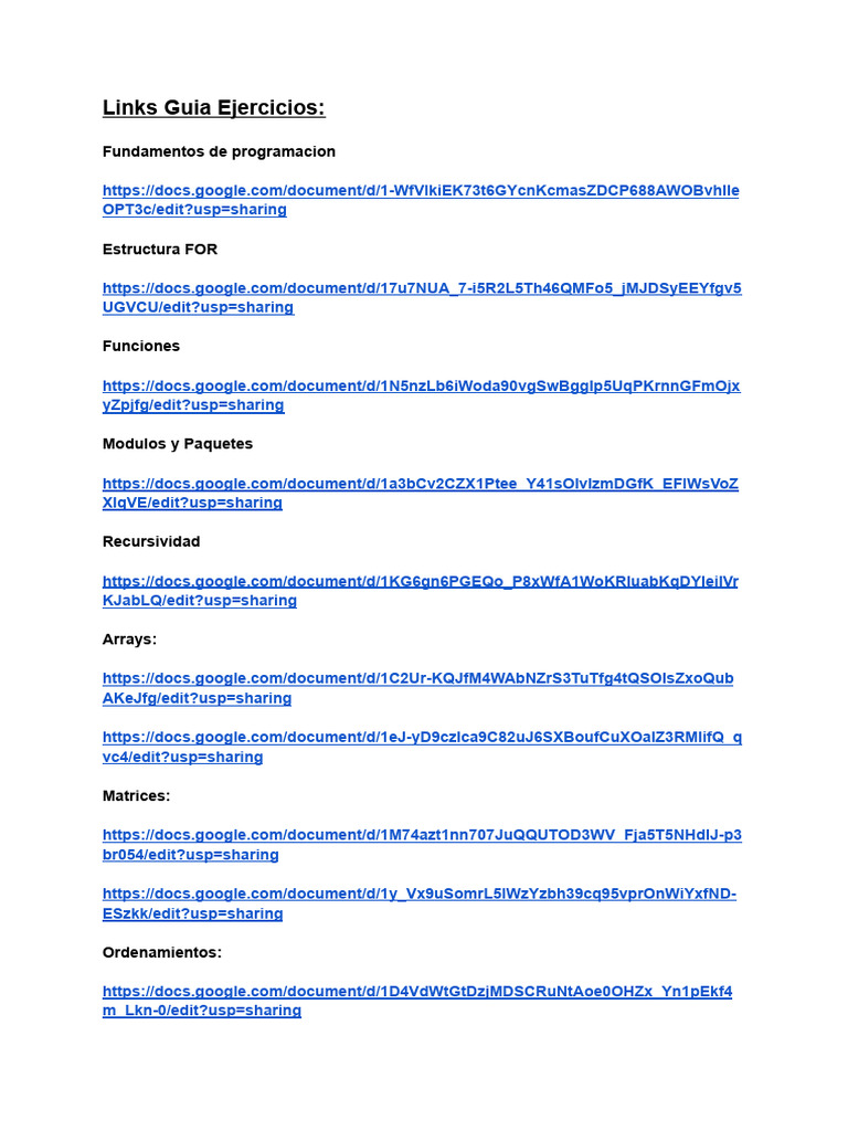 Links Guia Ejercicios | PDF