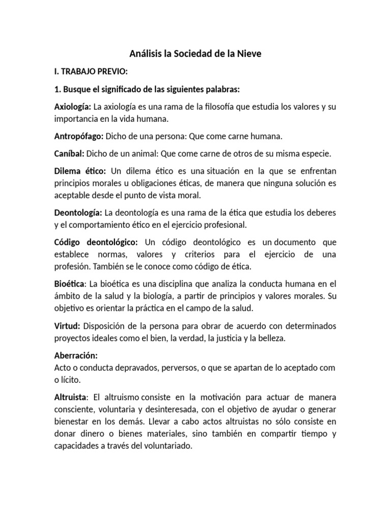 Análisis Ético de "La Sociedad de la Nieve" | PDF
