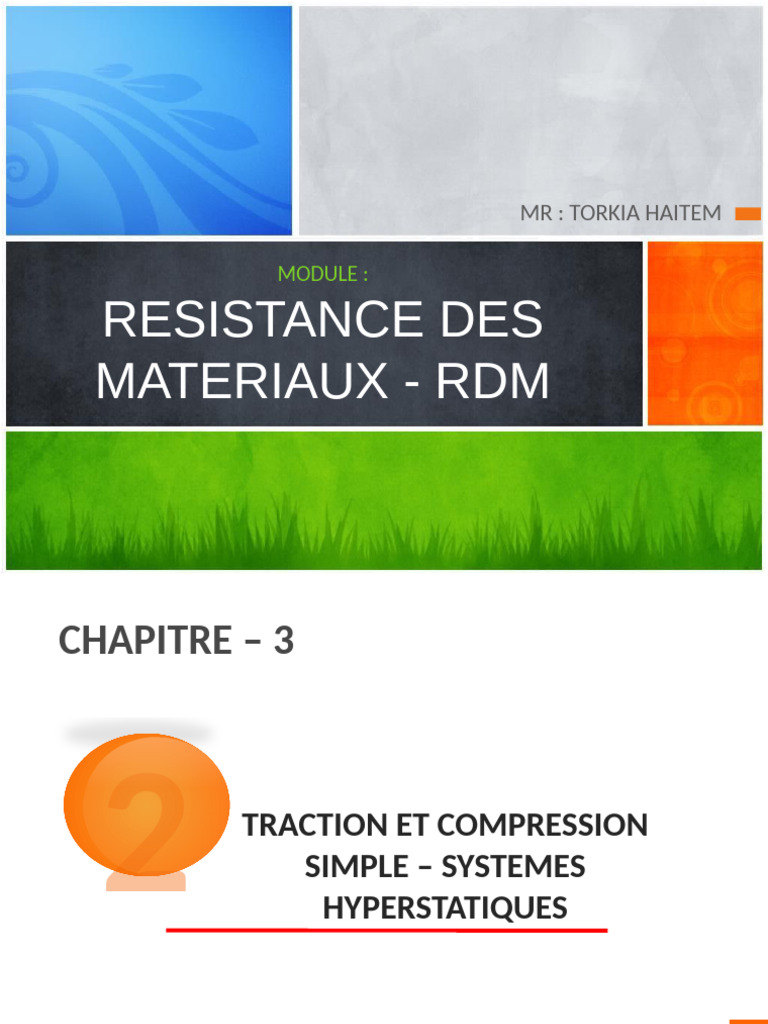 CHAPITRE 2 TRACTION ET COMPRESSION SIMPLE SYSTEM HYPERSTATIQUE (1 ...
