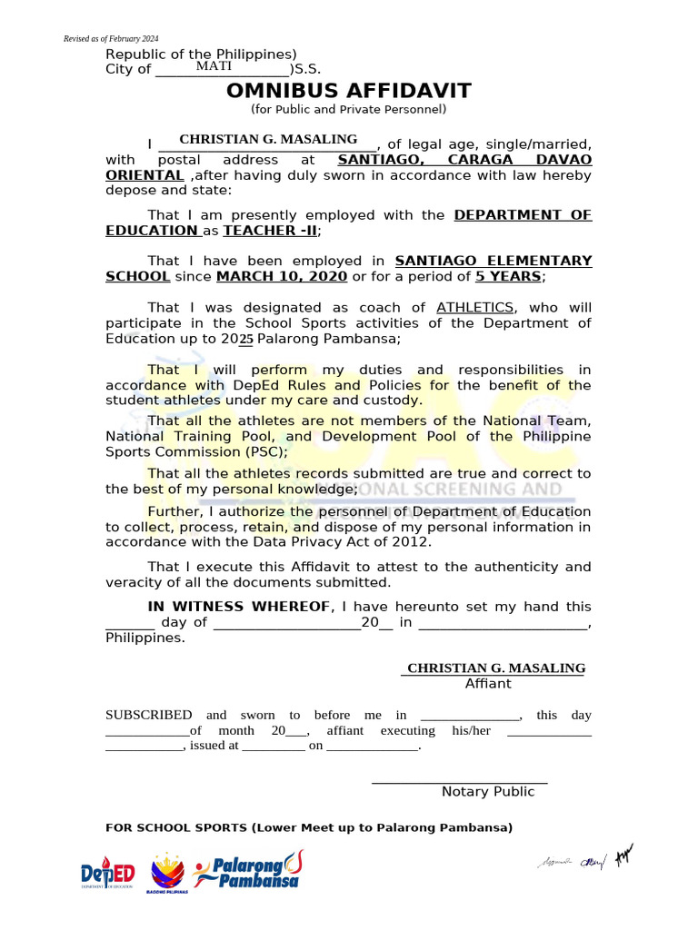 Omnibus Affidavit - v2024 | PDF | Affidavit | Government