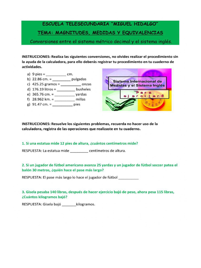 Ejercicios Conversiones | PDF