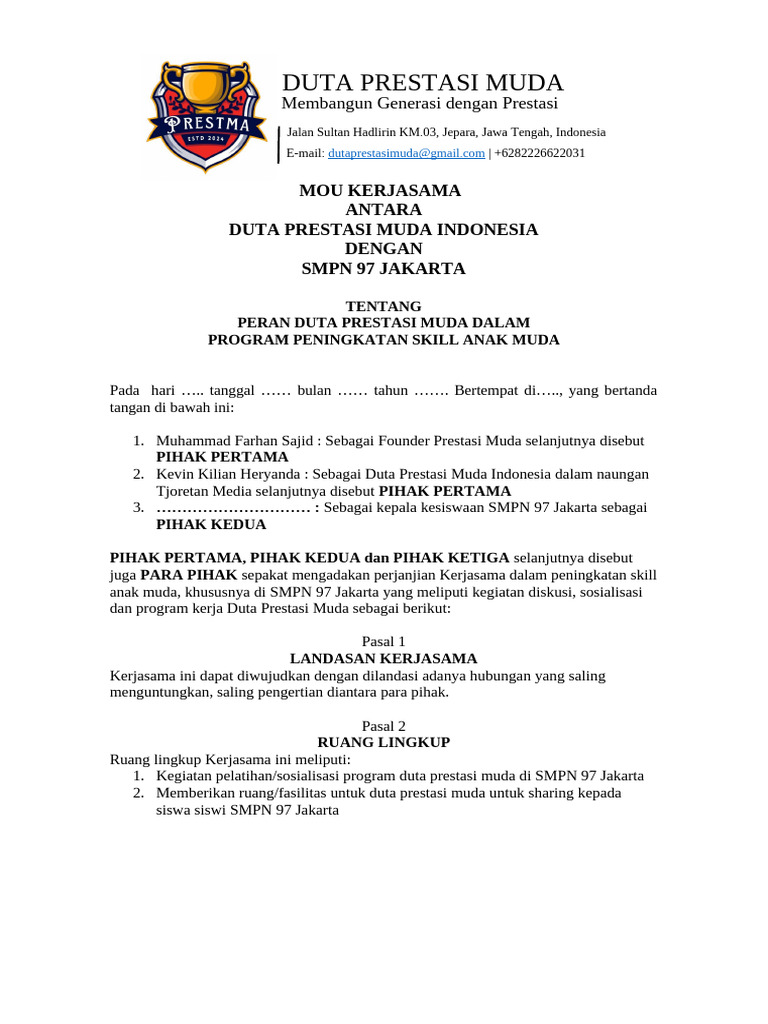 Mou Kerjasama | PDF