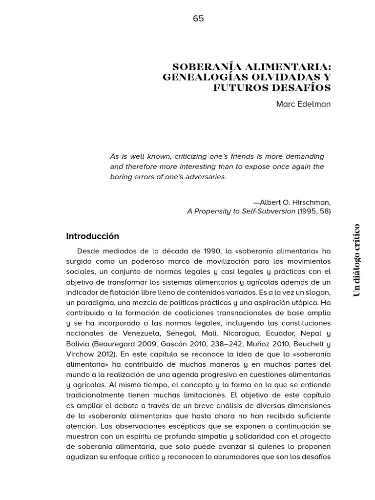 Edelman Soberanía Alimentaria | PDF | Seguridad alimentaria | Alimentos
