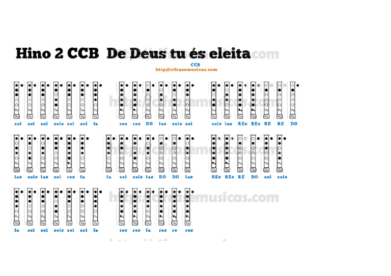 DE DEUS TU ÉS ELEITA - HINO 2 CCB - FLAUTA DOCE | PDF