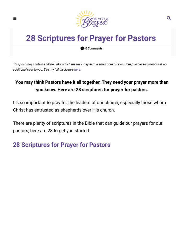 28 Scriptures for Praying for Pastors | PDF | Prayer | Jesus