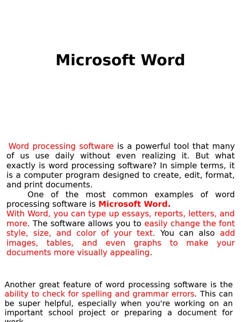 Word Processing Microsoft Word | PDF | Microsoft Word | Graphical User Interfaces