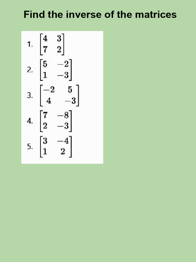 Matrices - Inverse and 2x2 Multiplication | PDF