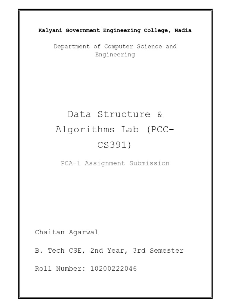 Chaitan Agarwal 10200222046 DSA-PCA1 | PDF | Pointer (Computer Programming) | Computing