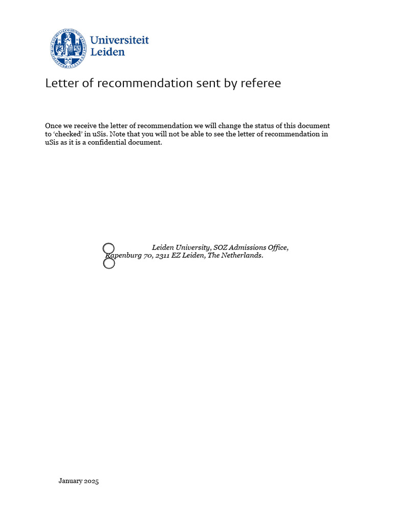 Form Letter Recommendation Sent by Referee | PDF