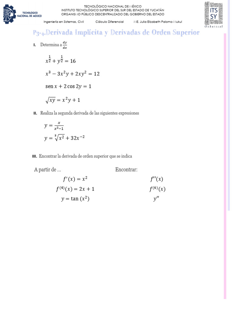 Derivadas Implícitas y Superiores | PDF