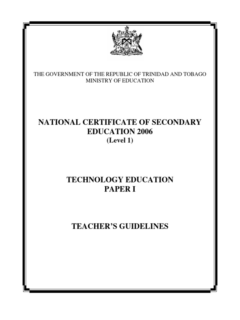NCSE 2006 Technology Education Paper I | PDF