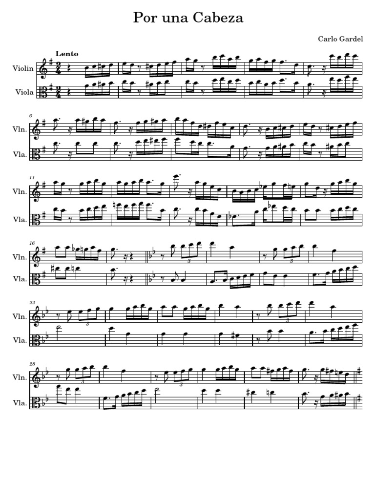 Tango Por Una Cabeza Violin Viola | PDF