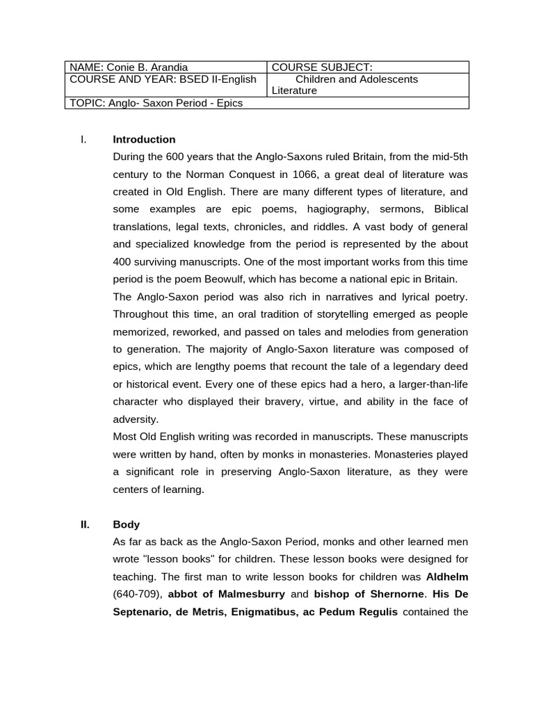 Beowulf: The Epic of Anglo-Saxon Heroism | PDF | Beowulf | Anglo Saxons