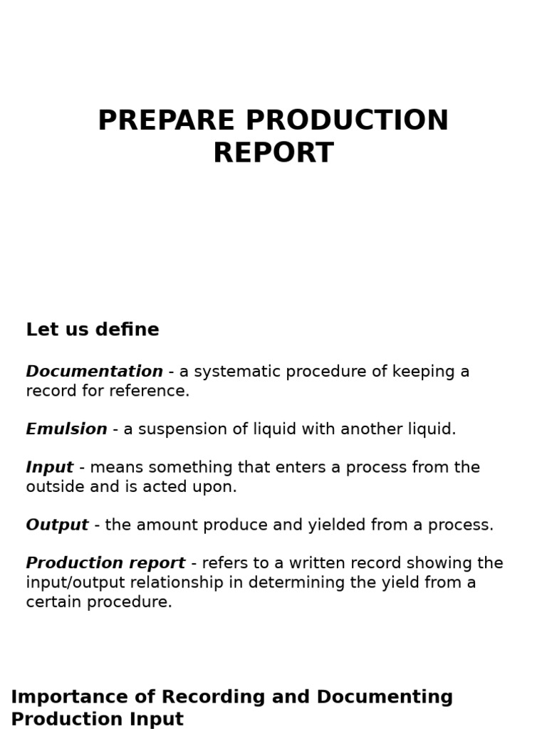 Prepare Production Report | PDF