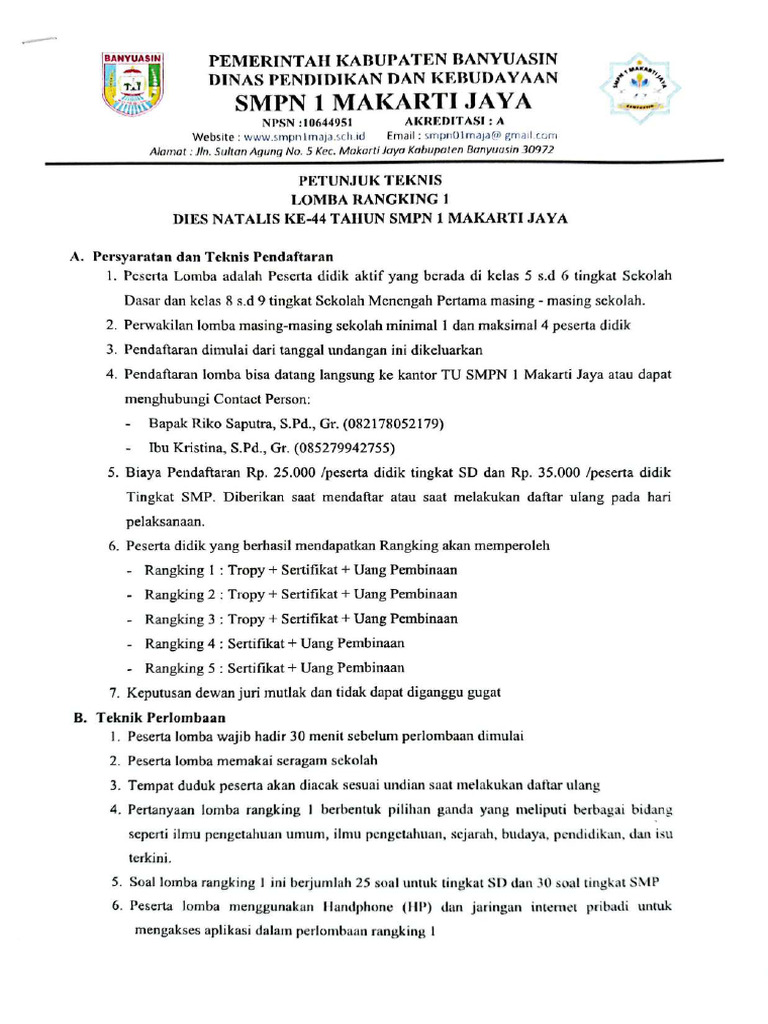 Juknis Lomba Ranking 1 | PDF