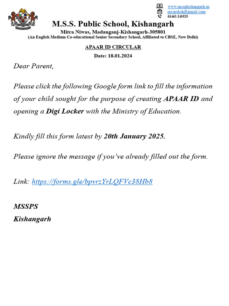 Apaar Id Circular-1 | PDF