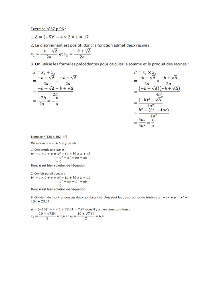 Correction Exercices Préparation Interrogation | PDF