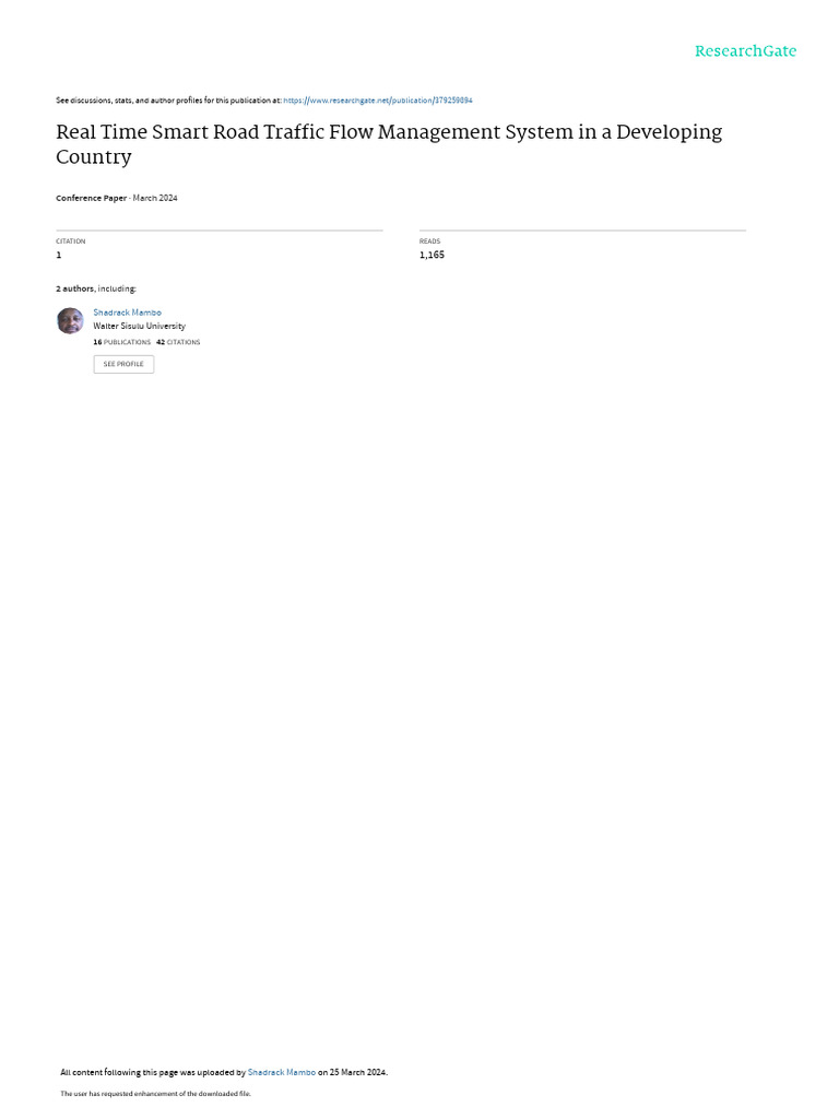 Real Time Smart Road Traffic Flow Management System in A Developing ...