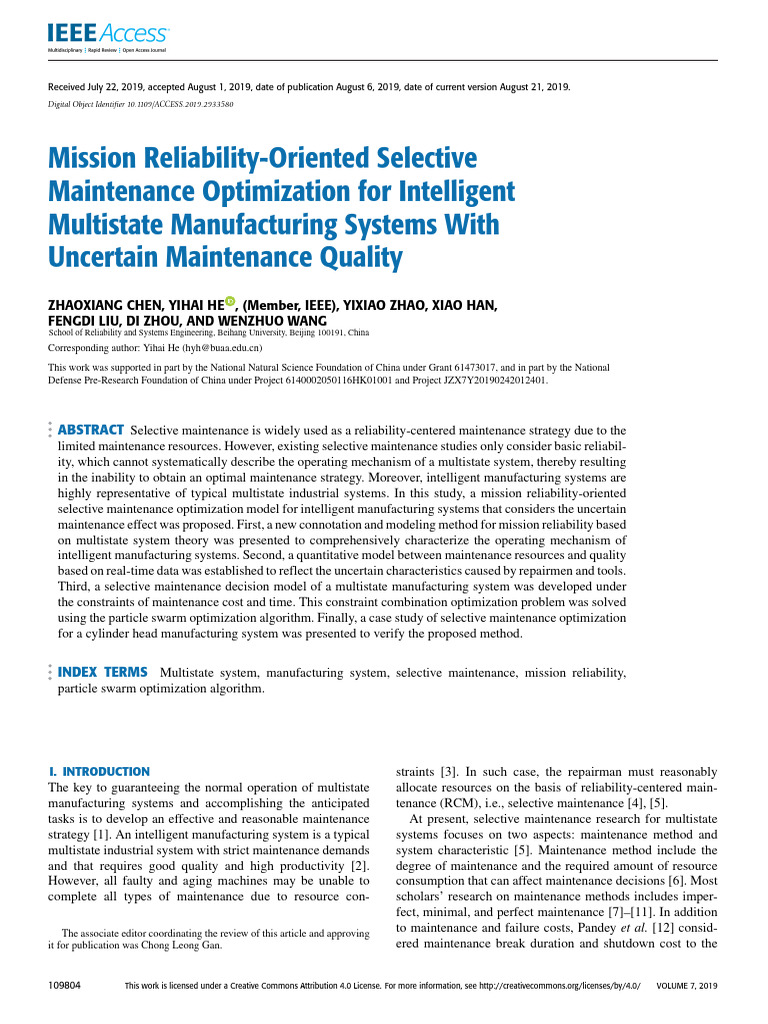 Mission Reliability-Oriented Selective Maintenance Optimization For Intelligent Multistate ...