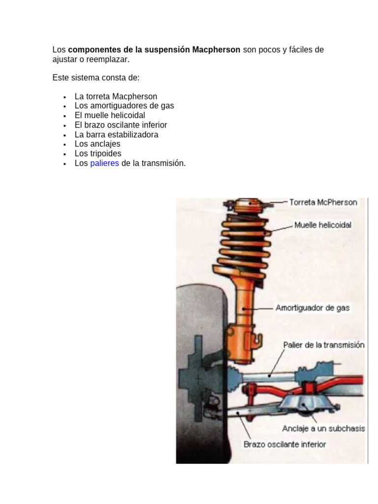 Partes de Suspension Macpherson | PDF