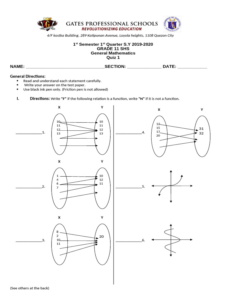Grade 11 General Math Quiz 1 | PDF