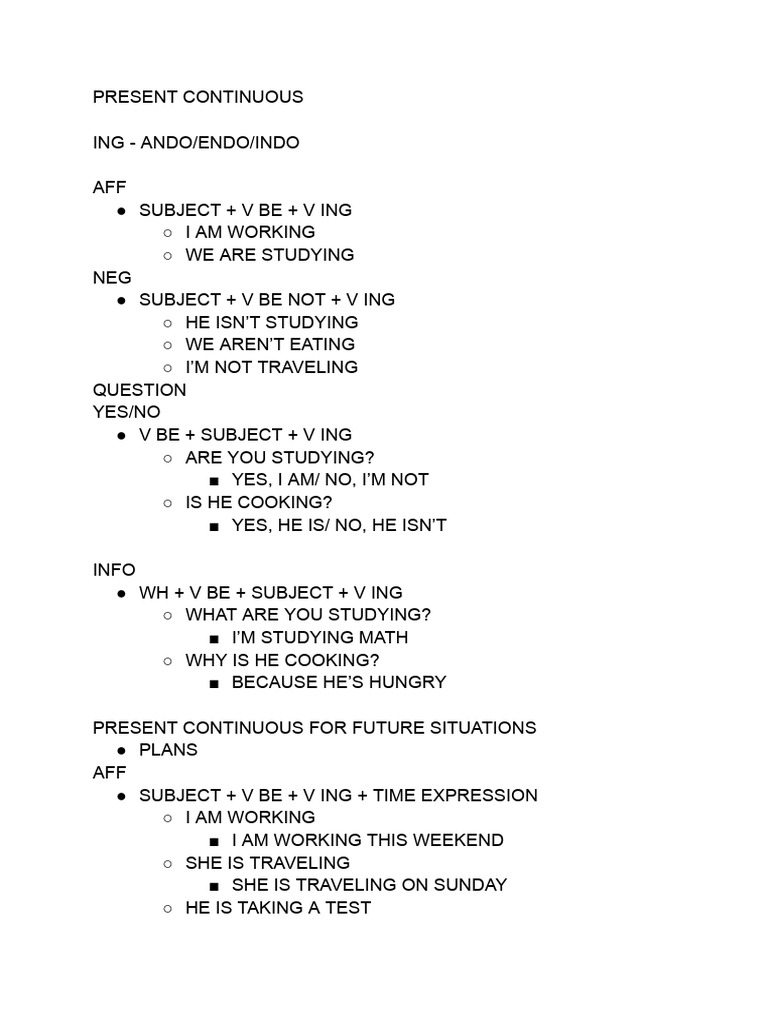 Present Continuous | PDF