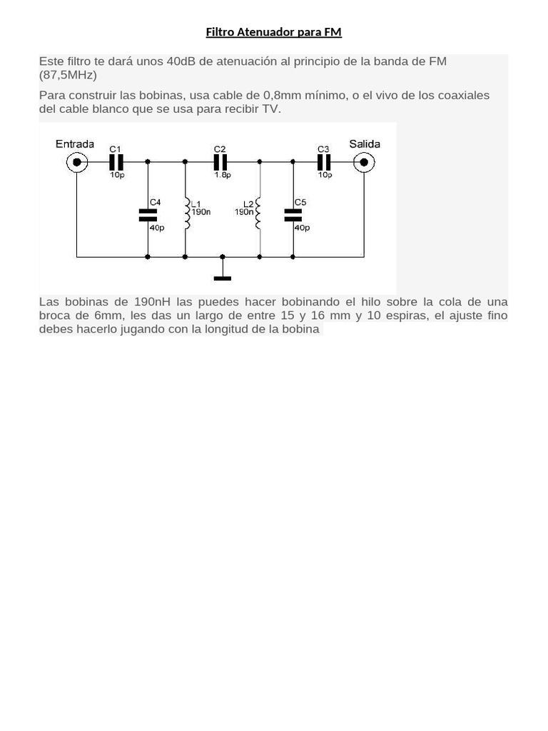 Filtro Atenuador para FM | PDF