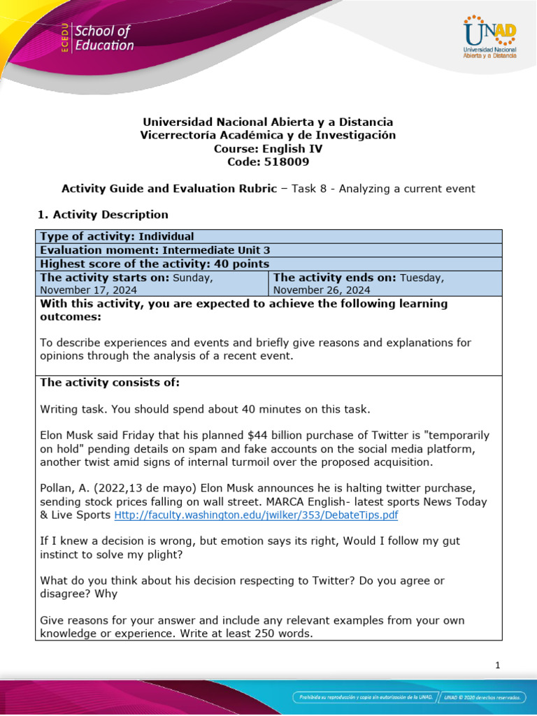 Activity Guide and Evaluation Rubric - Unit 3 - Task 8 - Analyzing A ...
