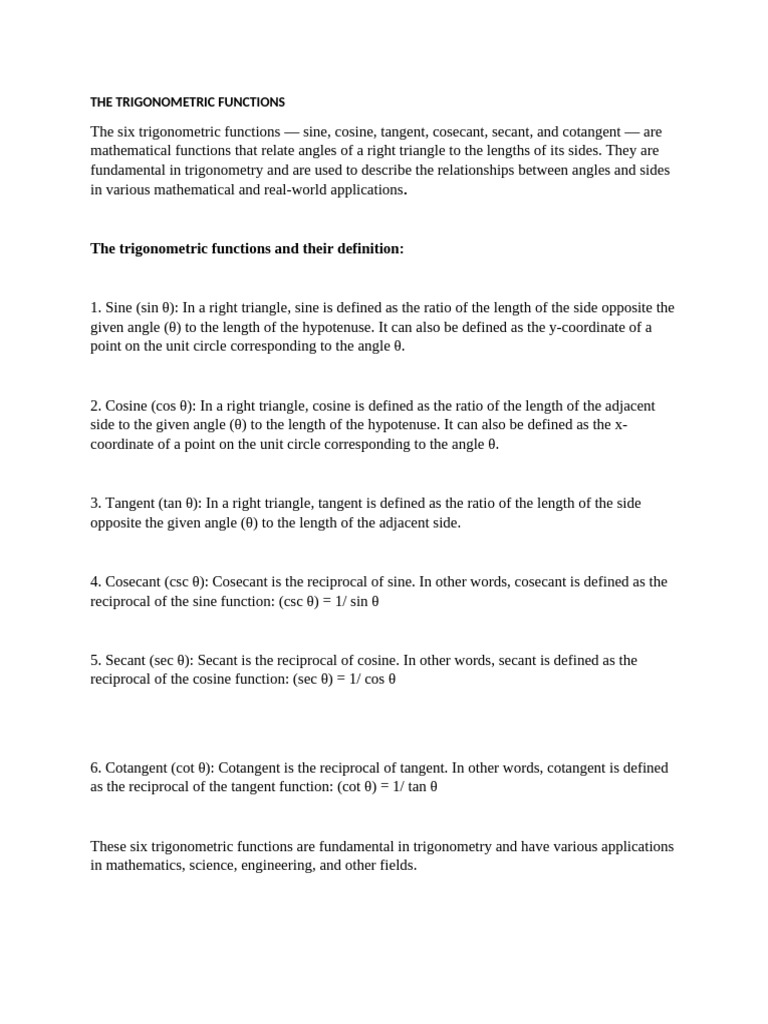 Understanding Trigonometric Functions | PDF | Trigonometric Functions | Trigonometry