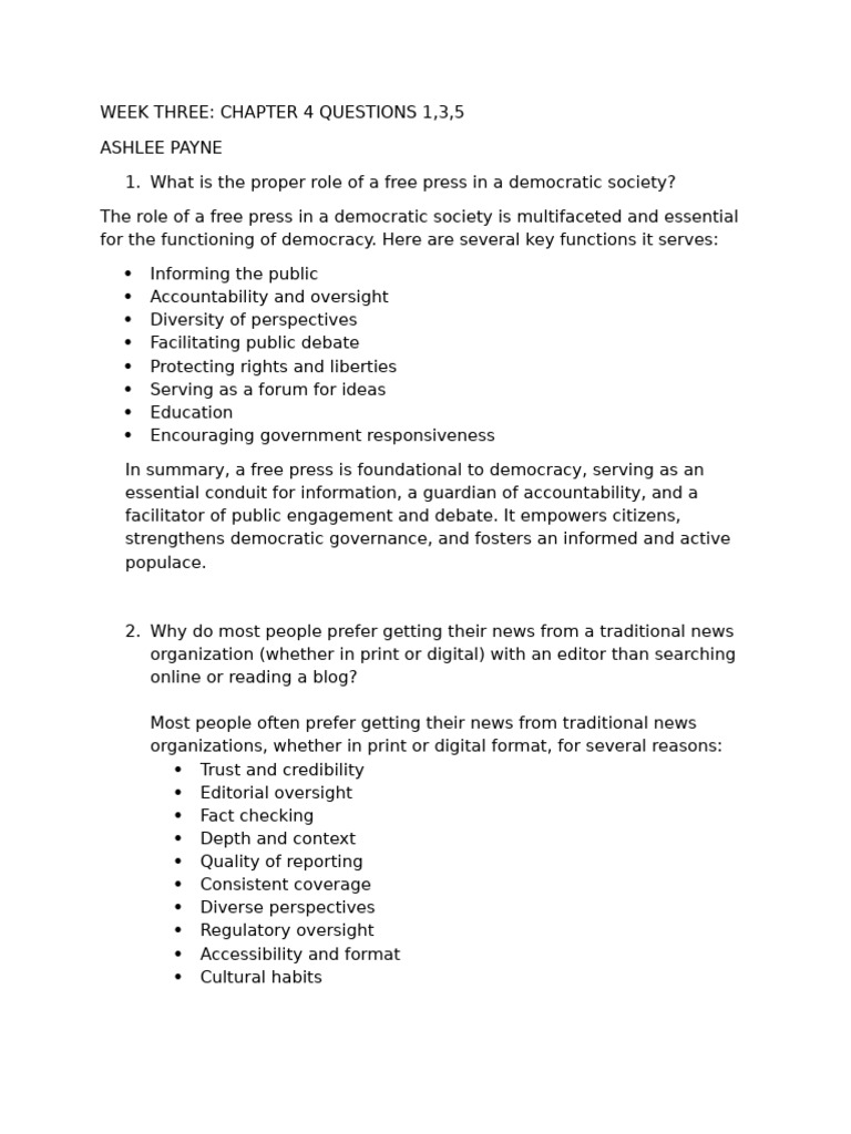 Role of Free Press in Democracy | PDF