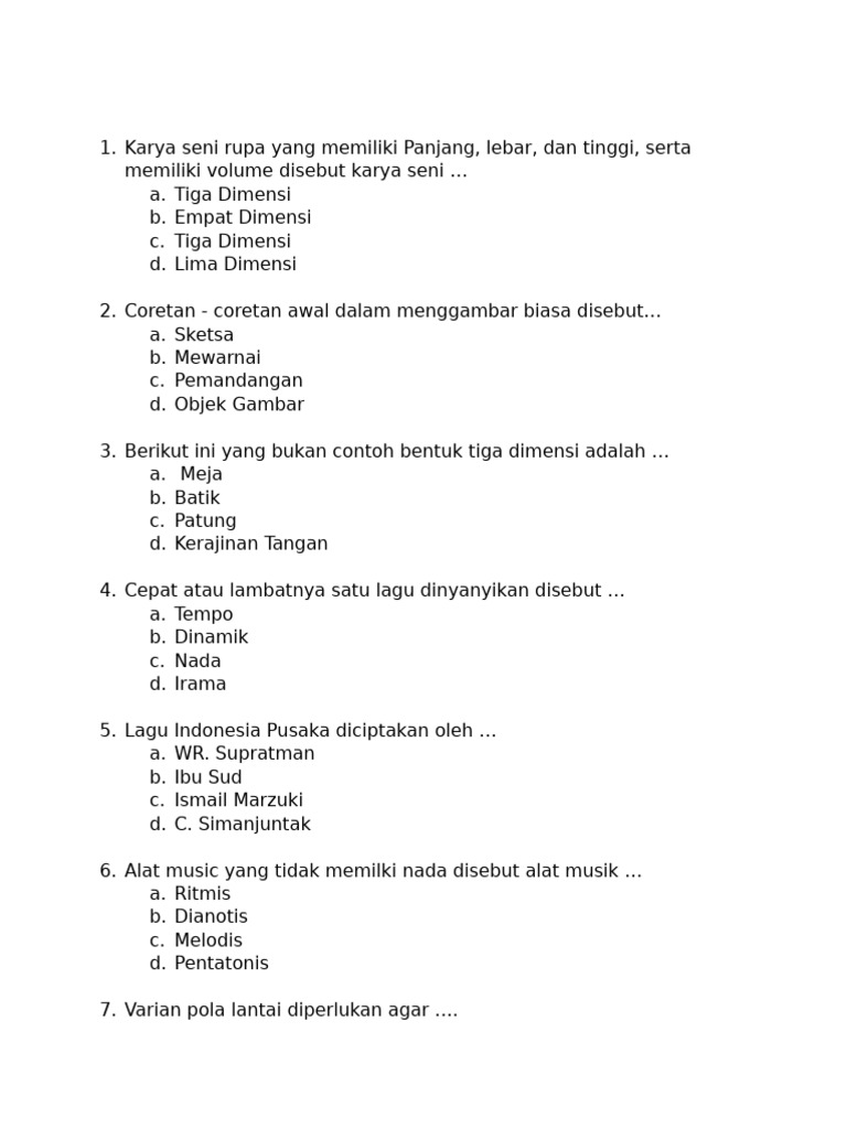 Soal SBDP Kelas 6 | PDF