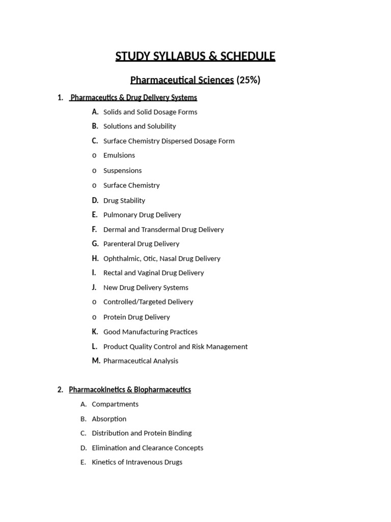 Self Study Syllabus | PDF | Pharmacy | Pharmacology