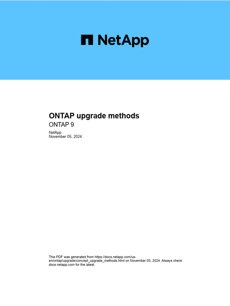 ONTAP Upgrade Methods Explained | PDF | Computer Cluster | Command Line ...