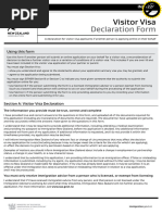 INZ1224 Visitor Visa Declaration Form | PDF | Travel Visa | Immigration