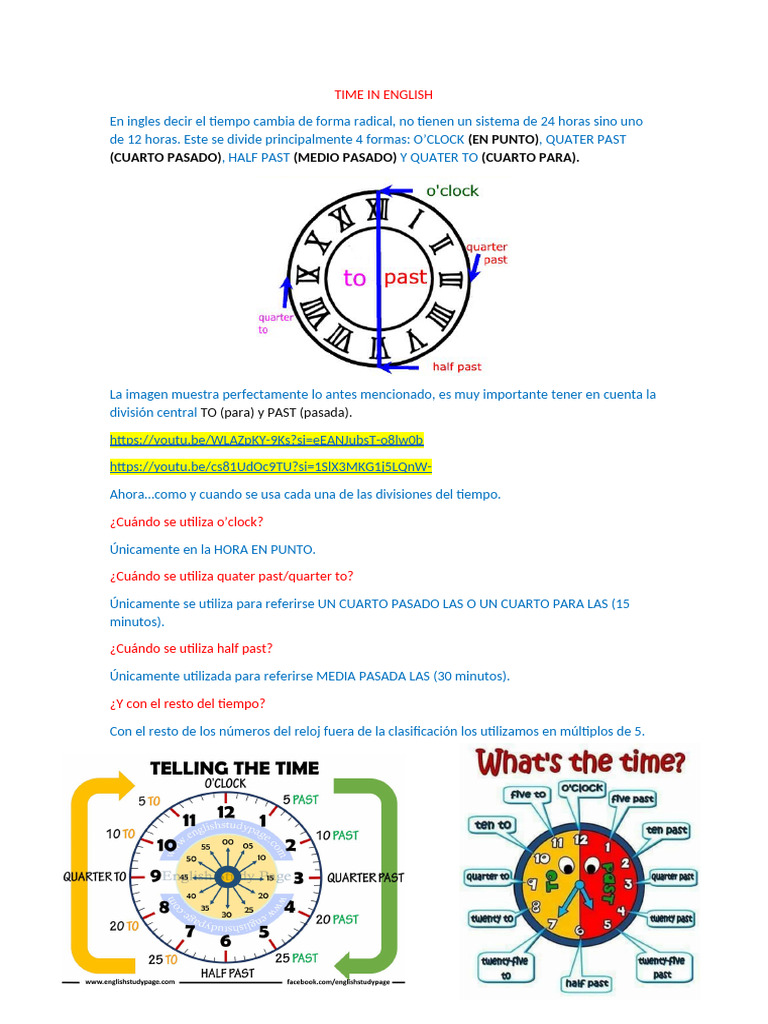 Cómo Decir la Hora en Inglés | PDF