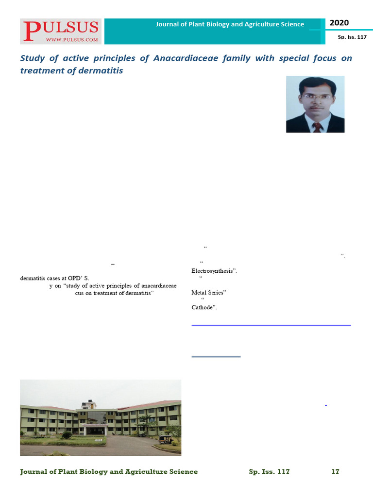 Study of Active Principles of Anacardiaceae Family With Special Focus ...
