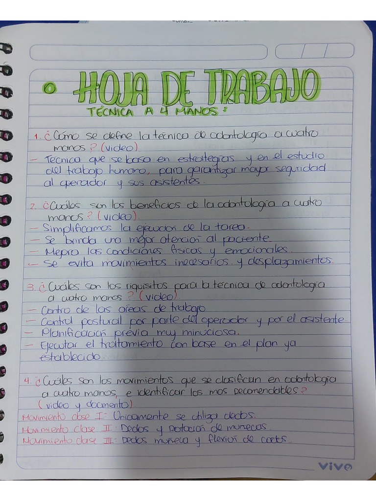 Hoja de Trabajo, 4 Manos | PDF
