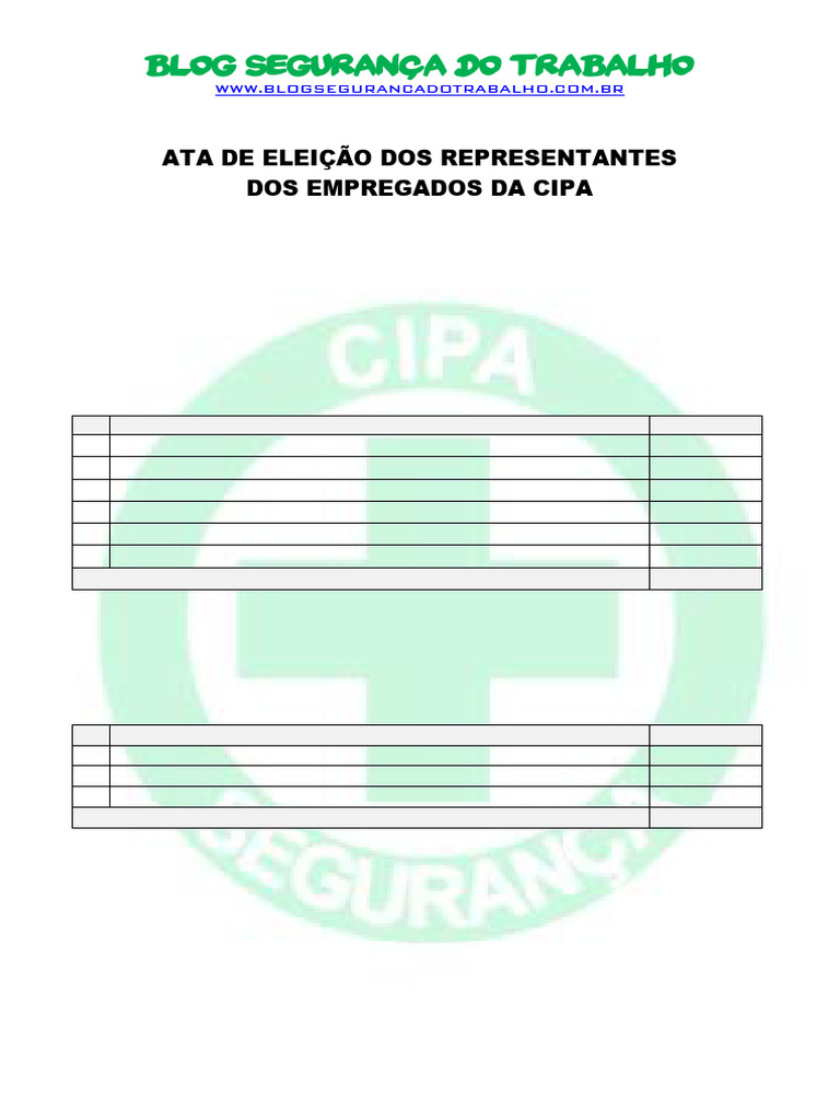 Modelo - Ata de Eleição - CIPA | PDF