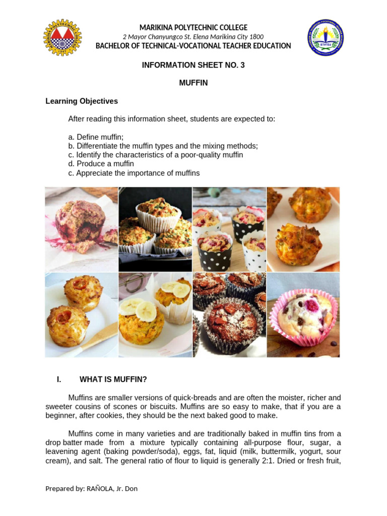 INFORMATION SHEET NO. 3 MUFFIN | PDF | Muffin | Breads