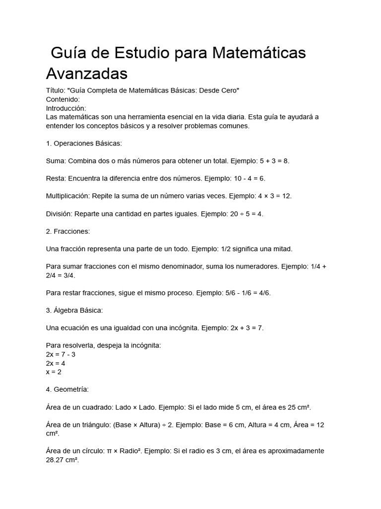 Guía de Matemáticas Básicas Esenciales | PDF