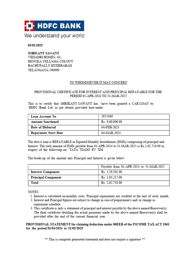 813184758-EV-Car-Loan-Interest-Certificate-80EEB (1) | PDF