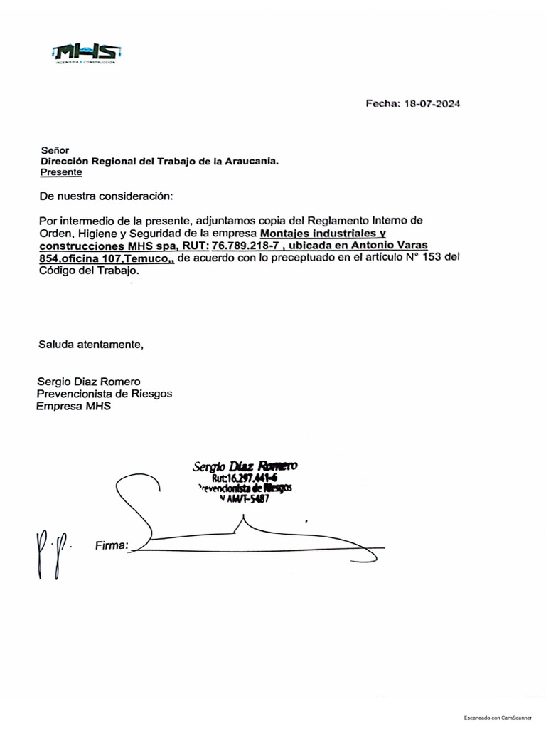 carta a la inspeccion del trabajo.2121212021210 | PDF