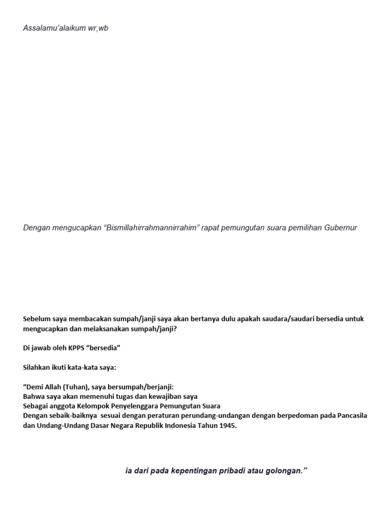 Susunan ACARA KETUA KPPS | PDF