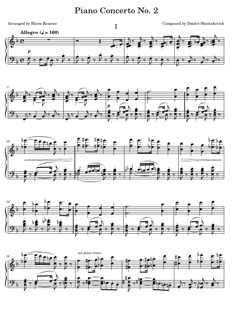 Shostakovich, Piano Concerto No. 2 (full) for solo piano | PDF | Classical Music | Symphony ...