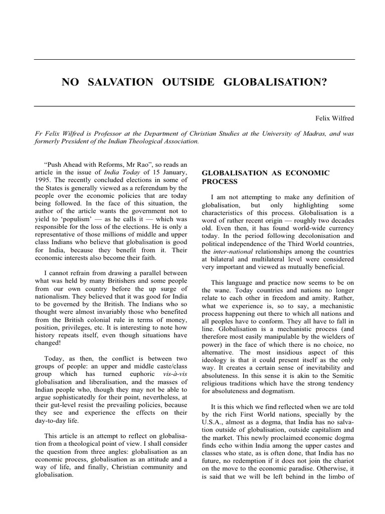 Theological Perspectives on Globalisation | PDF | Globalization | Poverty