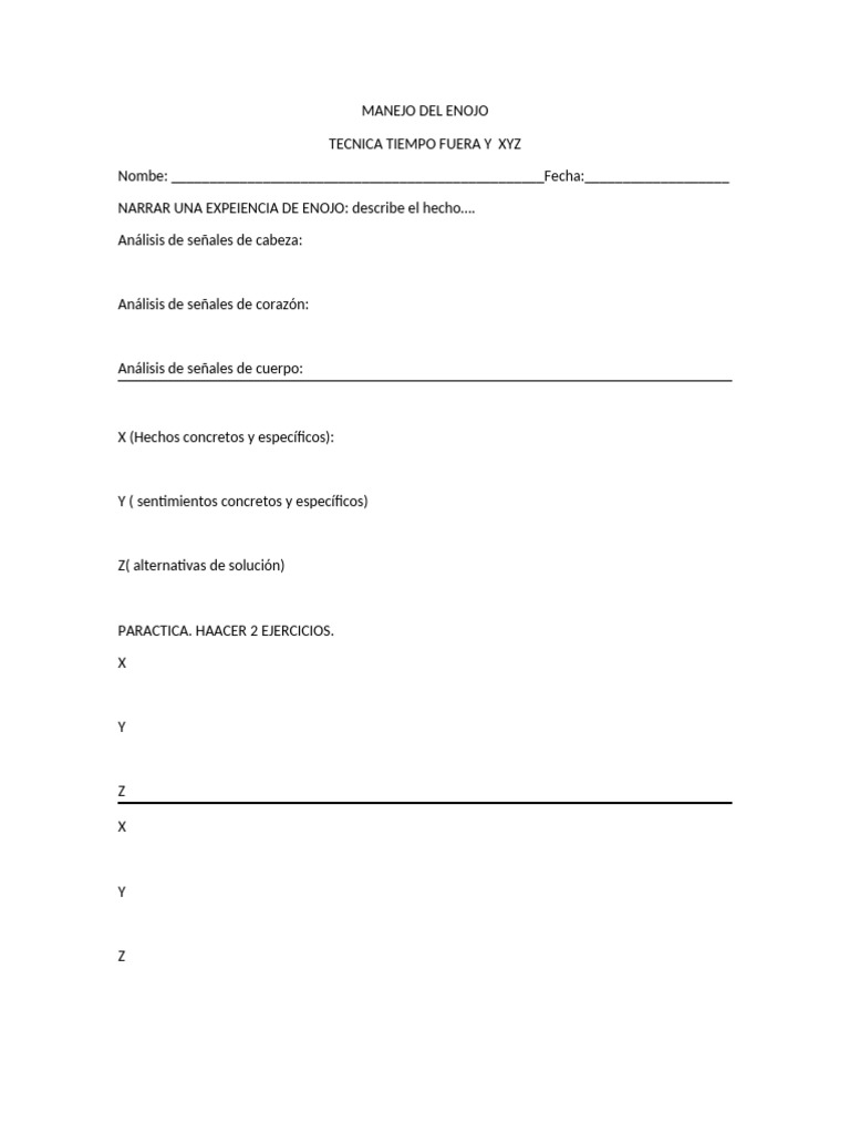 Manejo Del Enojo Xyz | PDF