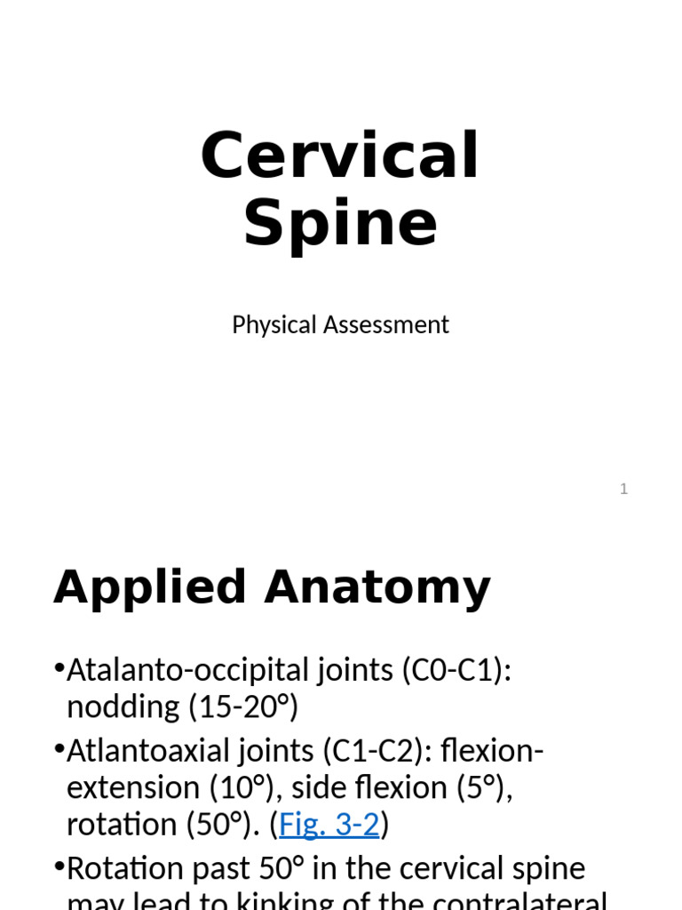 01 - 1 - Cervical Assessment | PDF | Vertebra | Vertebral Column