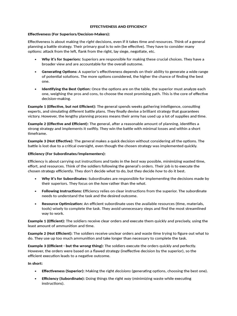 Decision-Making: Effectiveness vs. Efficiency | PDF | Decision Making ...