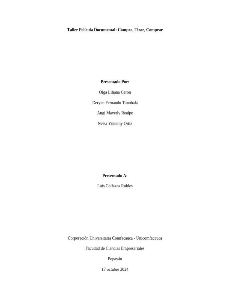 Taller Documental Comprar Tirar Comprar | PDF | Residuos | Business